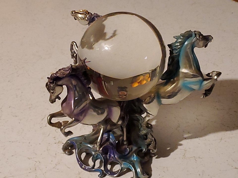 FRANKLIN MINT UNICORNS OF THE NEW AGE PEWTER SCULPTURE CRYSTAL BALL BY ...