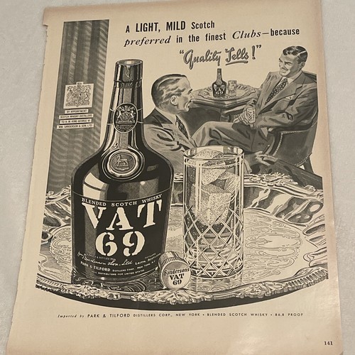 1950 Print Ad Vat 69 Blended Scotch Whiskey Men in Suits Talking with ...