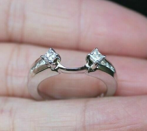 2.20 Ct Princess Cut Simulated Diamond Wedding Enhancer Ring 925 ...