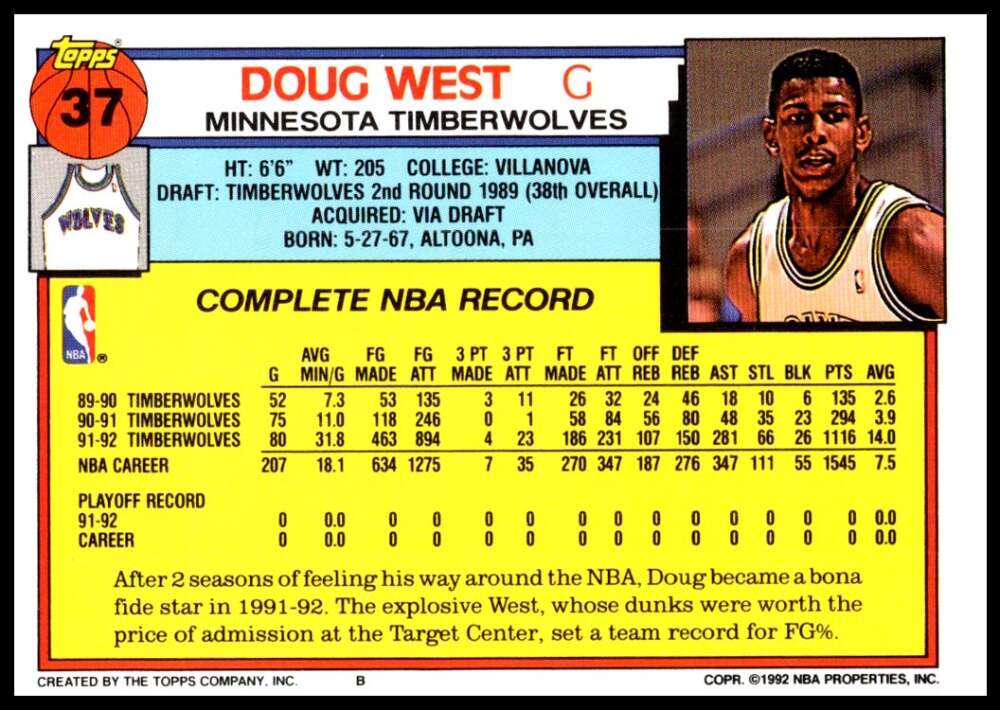 1992-93 Topps - #37 Doug West for sale online | eBay