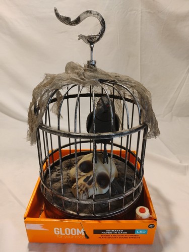 Halloween Animated Raven/Crow Bird Cage Talking LED Prop Motion/Sound ...