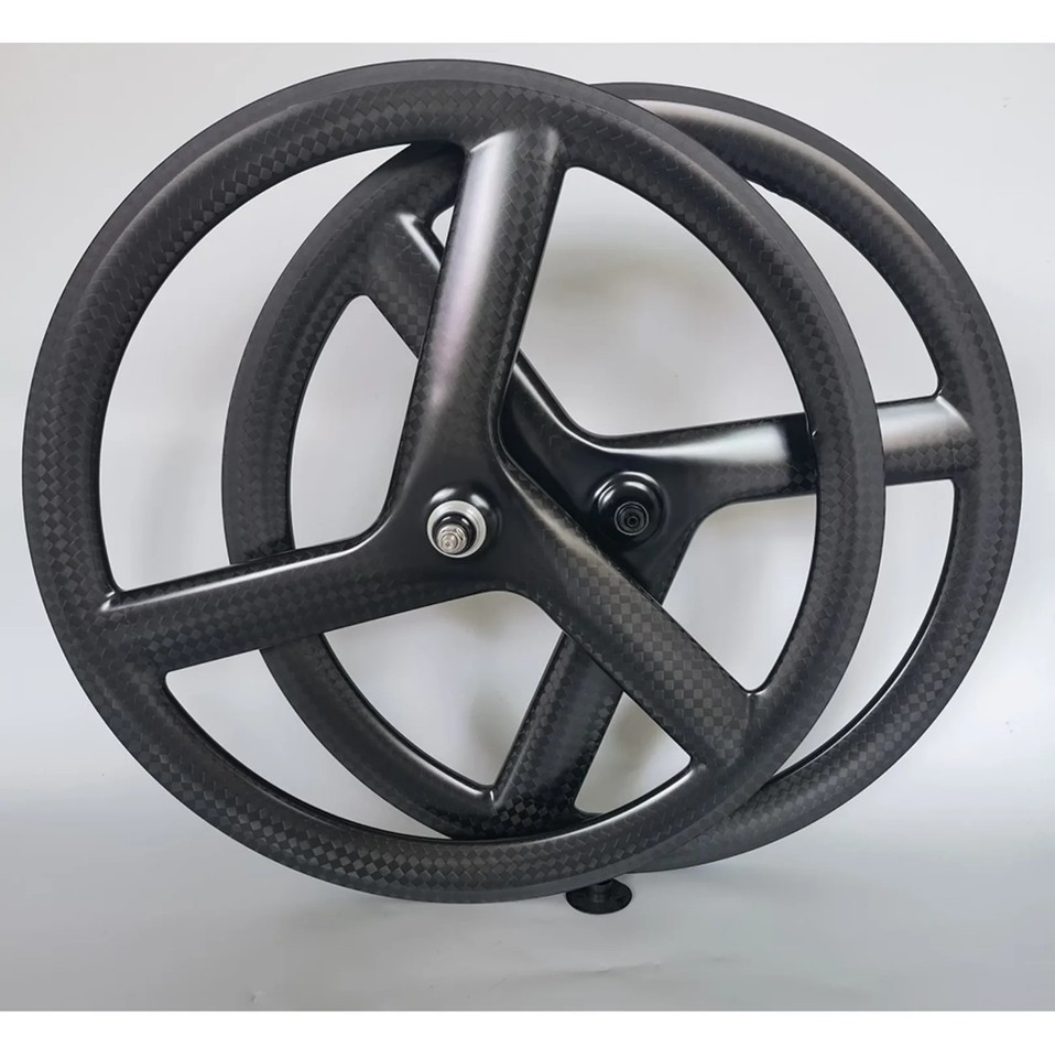 700c Tri Spokes Road Bike Clincher Wheels Carbon Fiber Track Bicycle ...