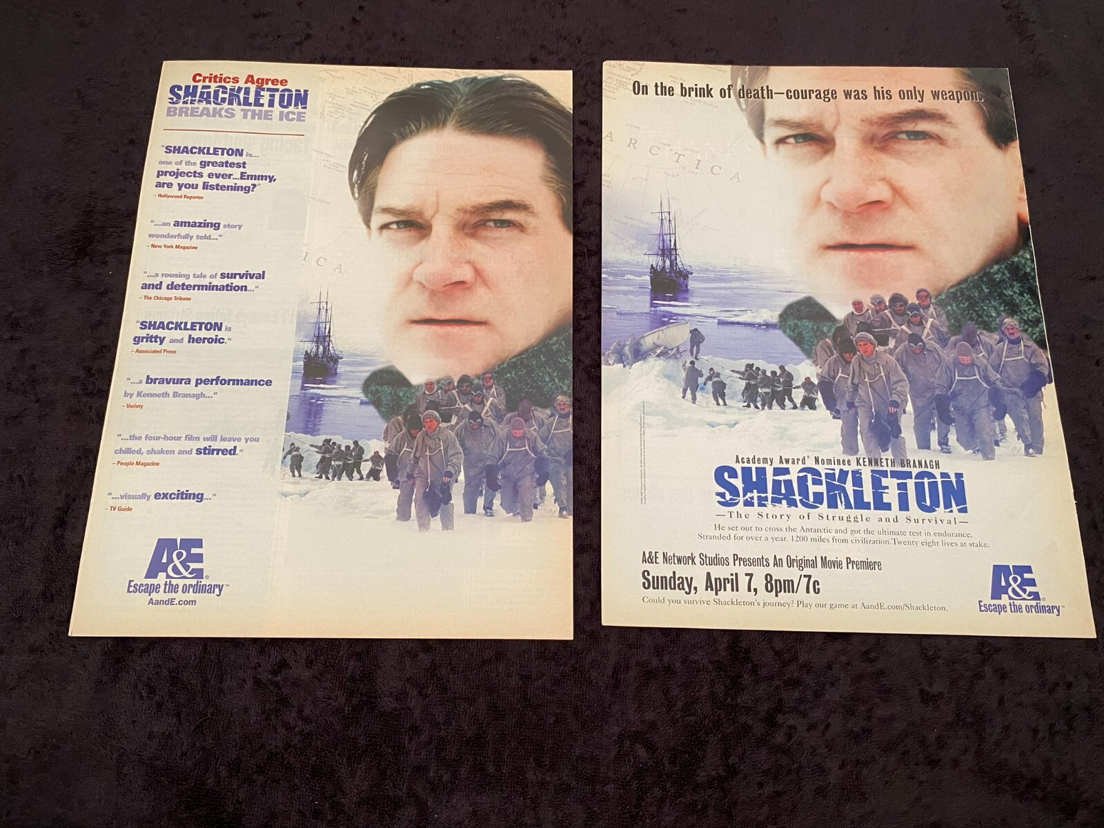 SHACKLETON two Emmy ads with Kenneth Branagh as Sir Ernest Henry ...