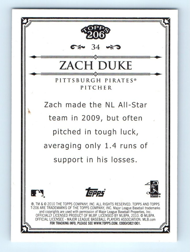 2010 Topps 206 Zach Duke Pittsburgh Pirates #34 | eBay