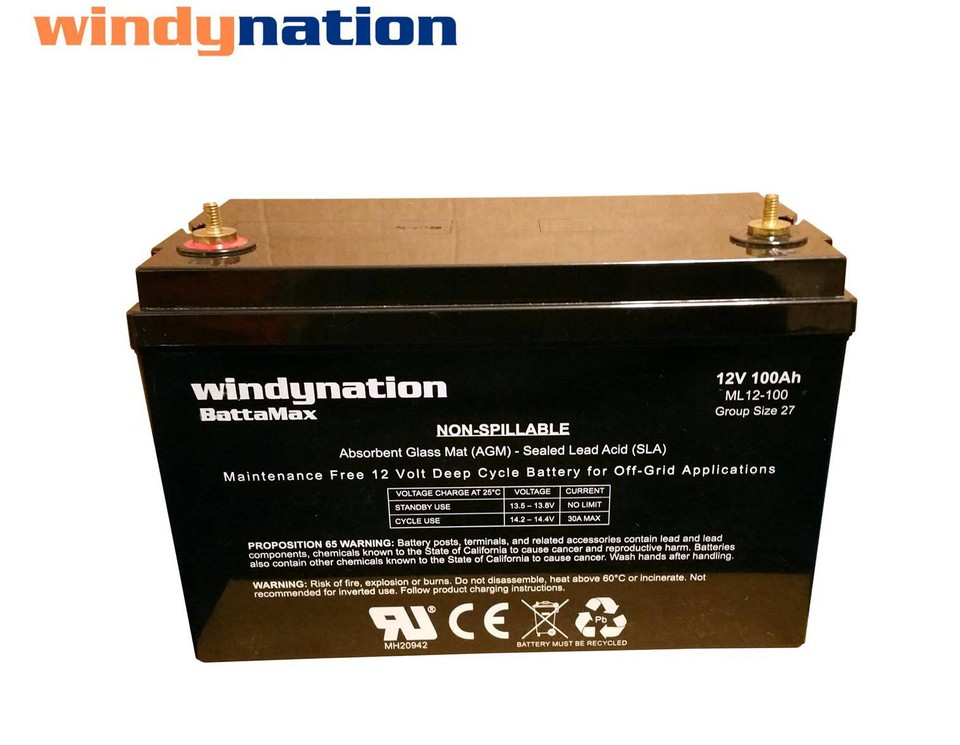 AGM Deep Cycle Battery Bank 12V 24V 48V Off Grid Solar Wind 100AH to ...