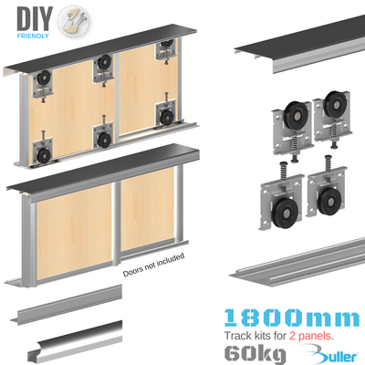 Sliding Wardrobe Door Gear Track Kit For 18mm Panels, Handles, 2 Doors ...