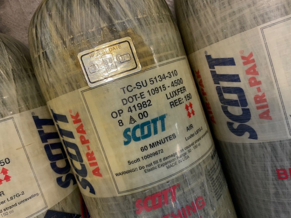 Scott 4500PSI 60MIN Firefighter SCBA Bottle Tank Cylinder Mfr 2000 ...