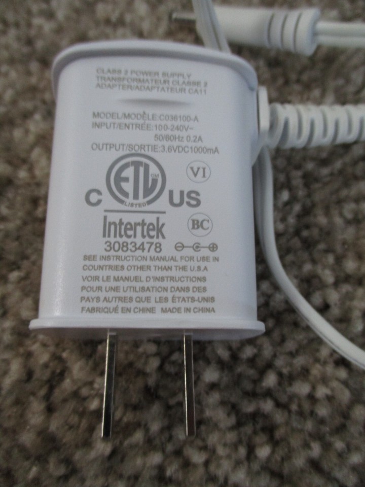 Class 2 Power Supply 6 foot Adapter Intertek model C-036100-A / 3083478 ...