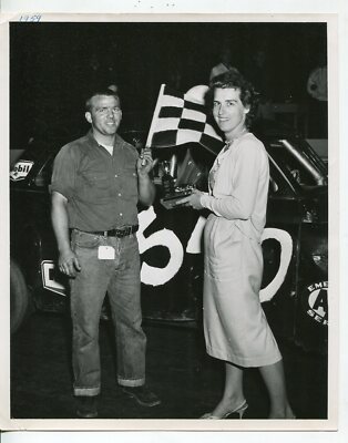 Mt. Clemens Speedway-Michigan-Winner-Trophy Girl-8x10-B&W-Racing Photo ...