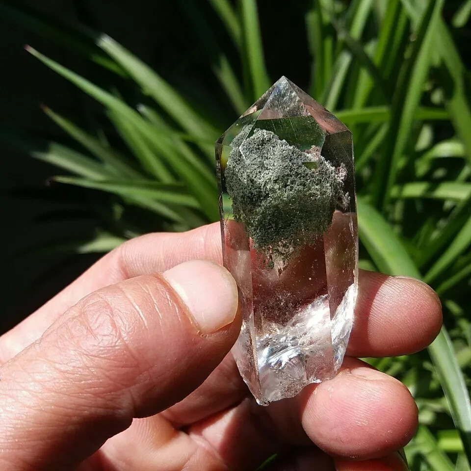 33.5g Rare Natural Green Garden Quartz Crystal Single Point healing D56 ...