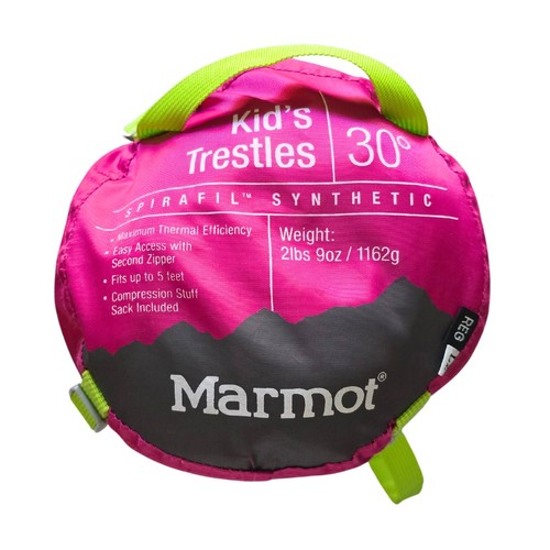 Marmot Trestles 30 Degree Sleeping Bag Kids Youth Hot Pink Neon Green ...