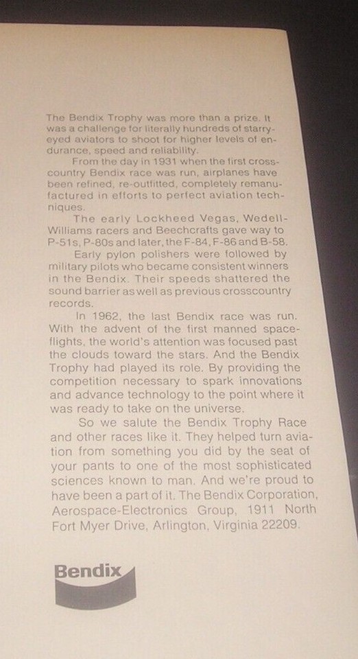 1977 Bendix Corporation Print Ad, National Air Races, Bendix Trophy Art ...