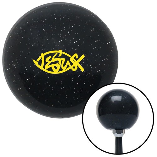 Yellow Jesus Fish Black Metal Flake Shift Knob with M16x1.5 Insert ...