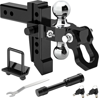 AUH Adjustable Trailer Hitch, 6" Drop/Rise with Shackle Fits 2 ...