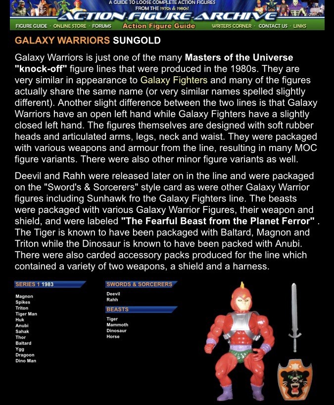 Thor Galaxy Warriors Fighters Sungold MOTU KO Complete 1980s Hong Kong ...