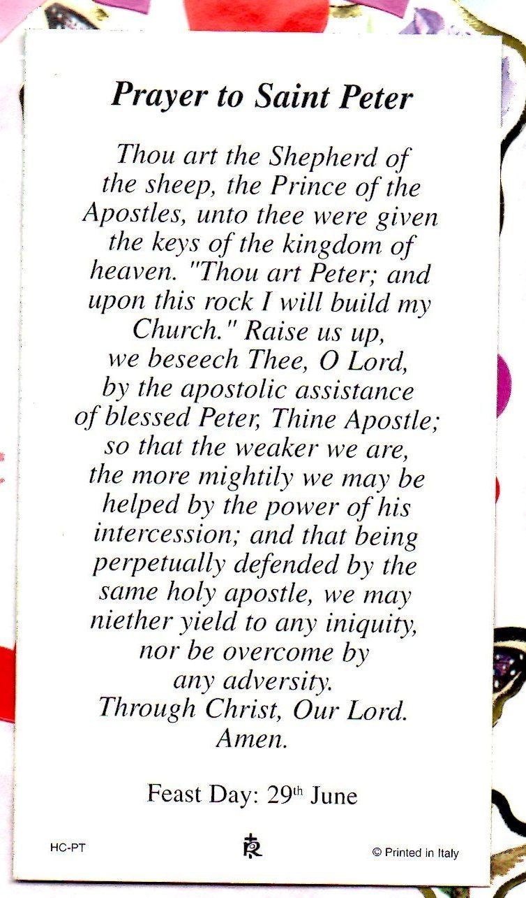 St. Peter with Prayer to Saint Peter - Paperstock Holy Card | eBay