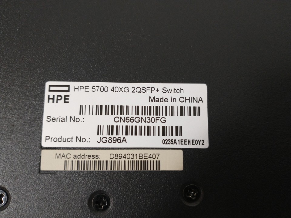 HPE FlexFabric 5700-40XG-2QSFP+ JG896A 40 Port 10 GbE SFP Managed ...