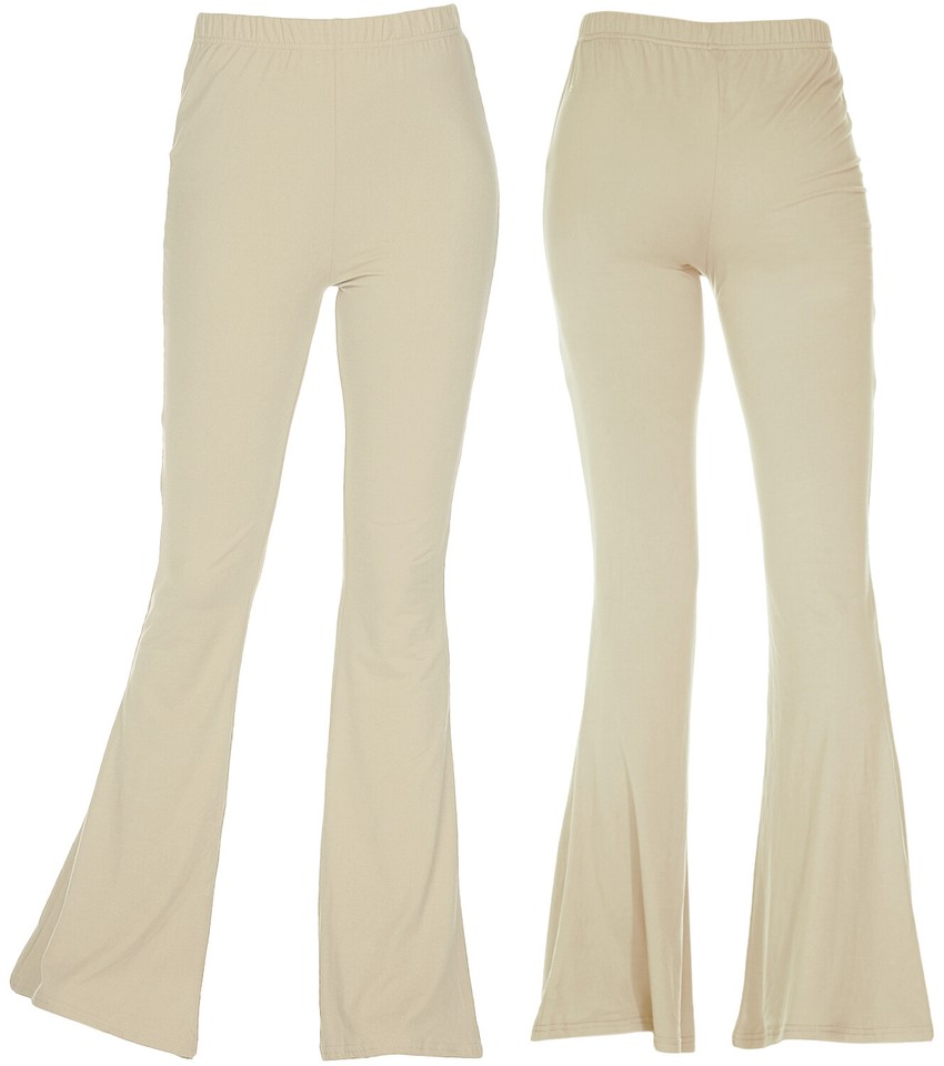 Womens Stretchy Bell Bottom Flare Palazzo Hippie Pants | eBay