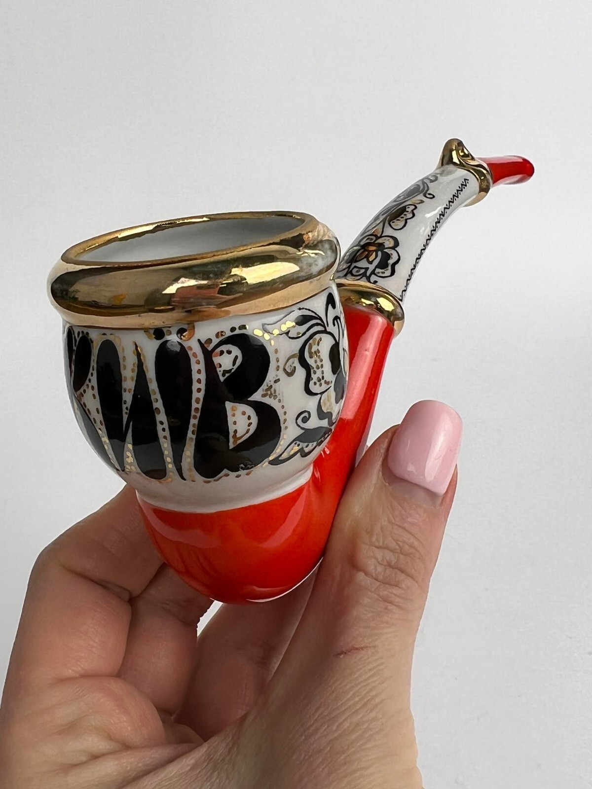 Vintage USSR Kyiv Ukrainian Porcelain Cossack Pipe Hand Painted 17 cm ...