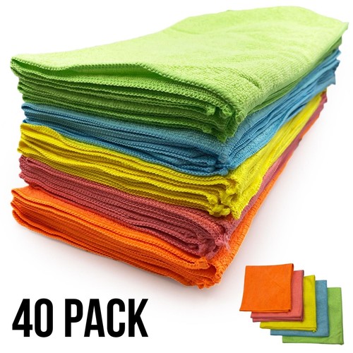 Microfibre Cloths 40x40 Cleaning Drying 40 Pcs Kitchen Window Car ...