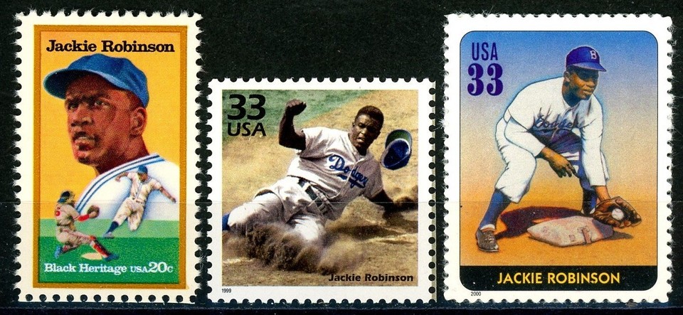 JACKIE ROBINSON Complete Set of 3 MNH Stamps Scott's 2016, 3186C ...