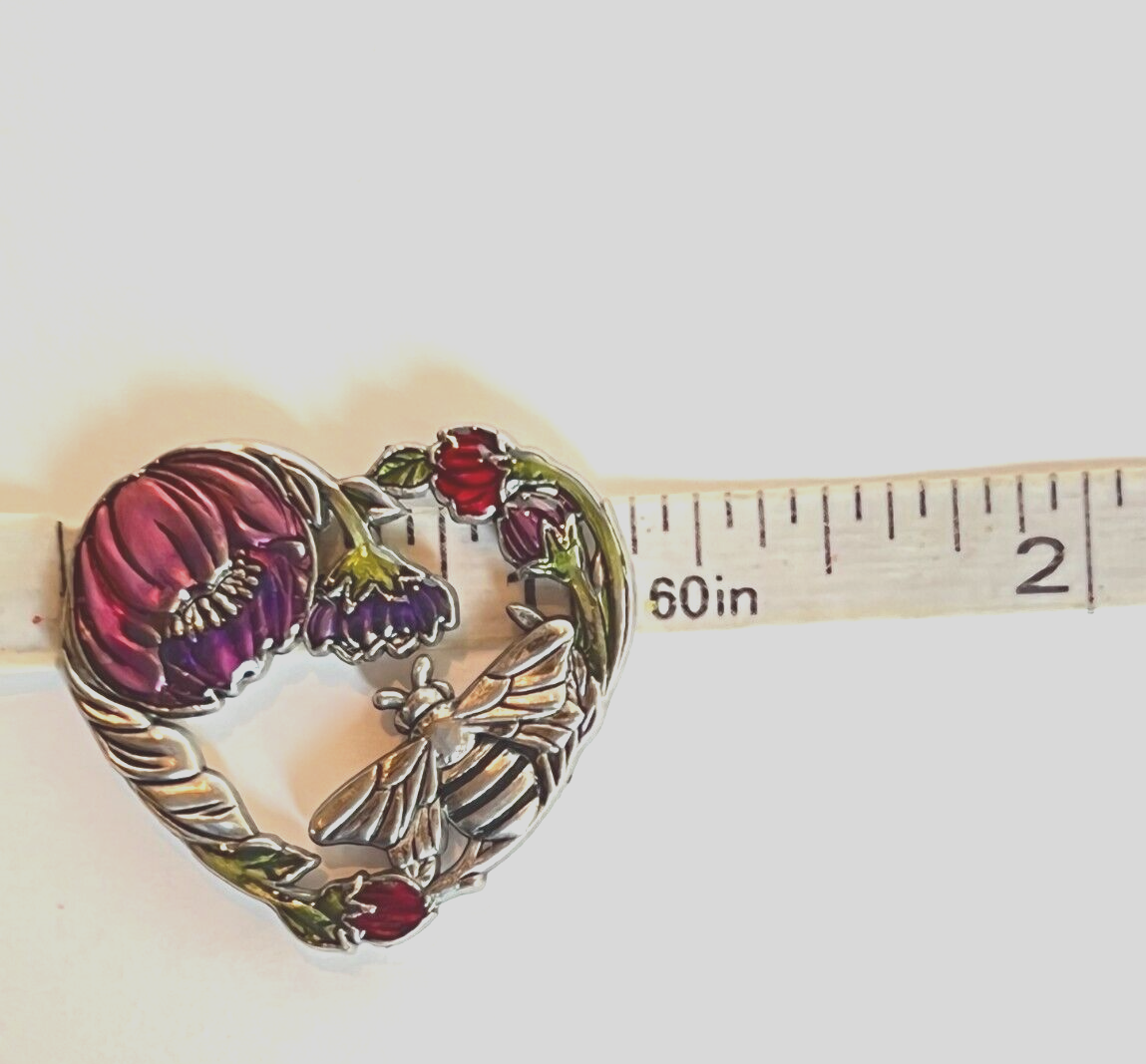 Ganz "Love Blooms" Heart Shaped Charm/Pocket Token with Flowers & BEE ...