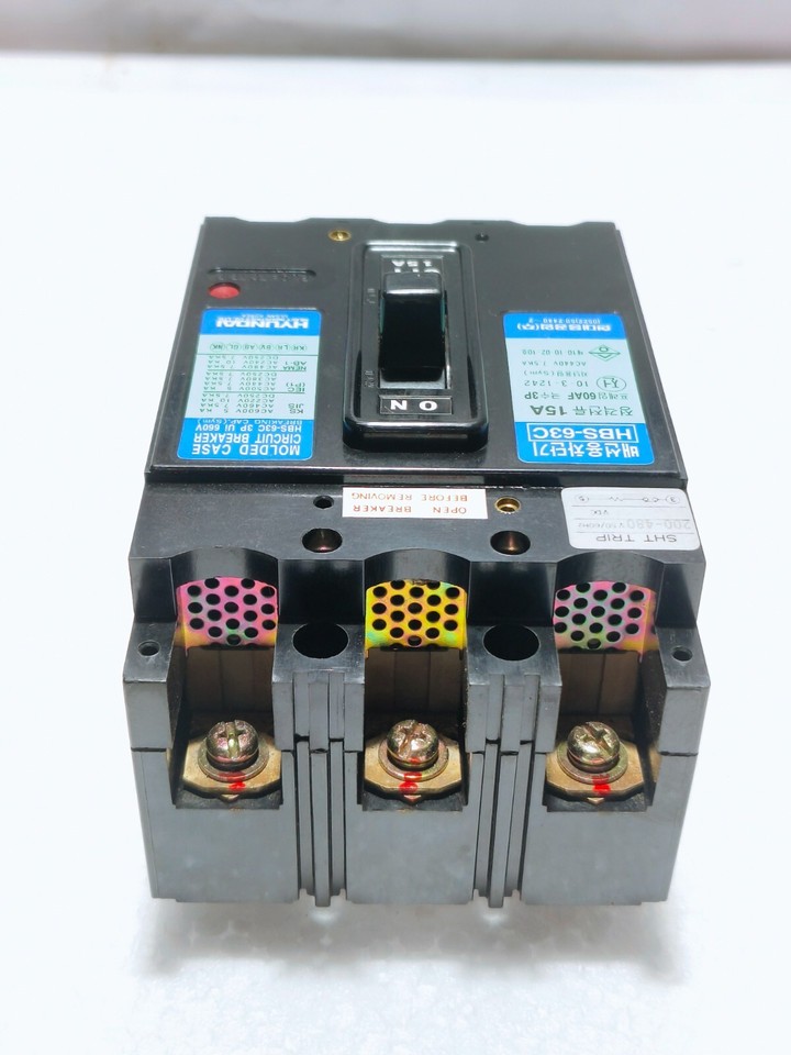 HYUNDAI HBS-63C, 15A, CIRCUIT BREAKER 60AF AC440V 7.5KA MCCB 3P (Free ...
