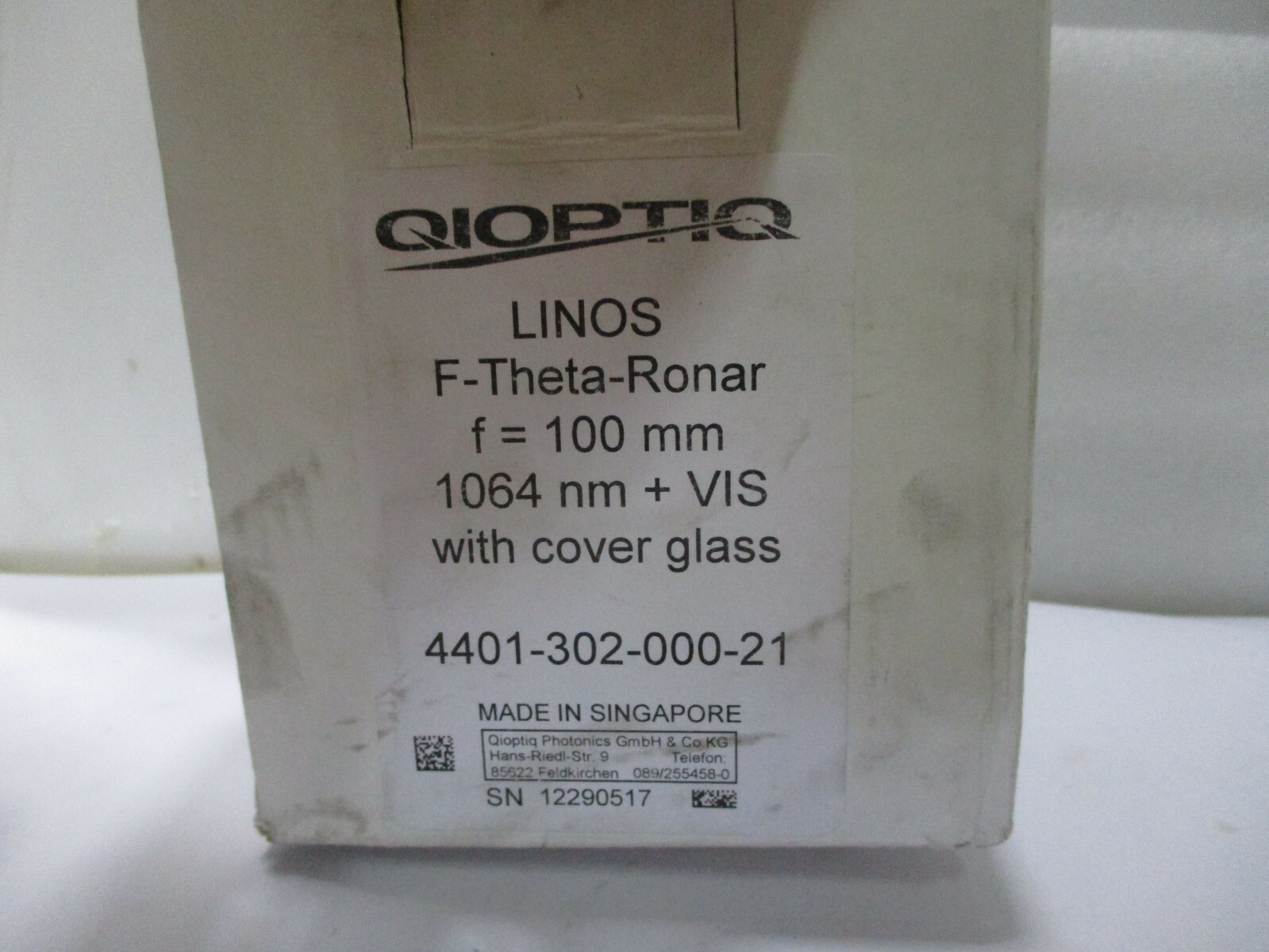 LINOS 4401-302-000-21 NSMP F-Theta-Ronar Scan Head Lens Focus 100mm ...