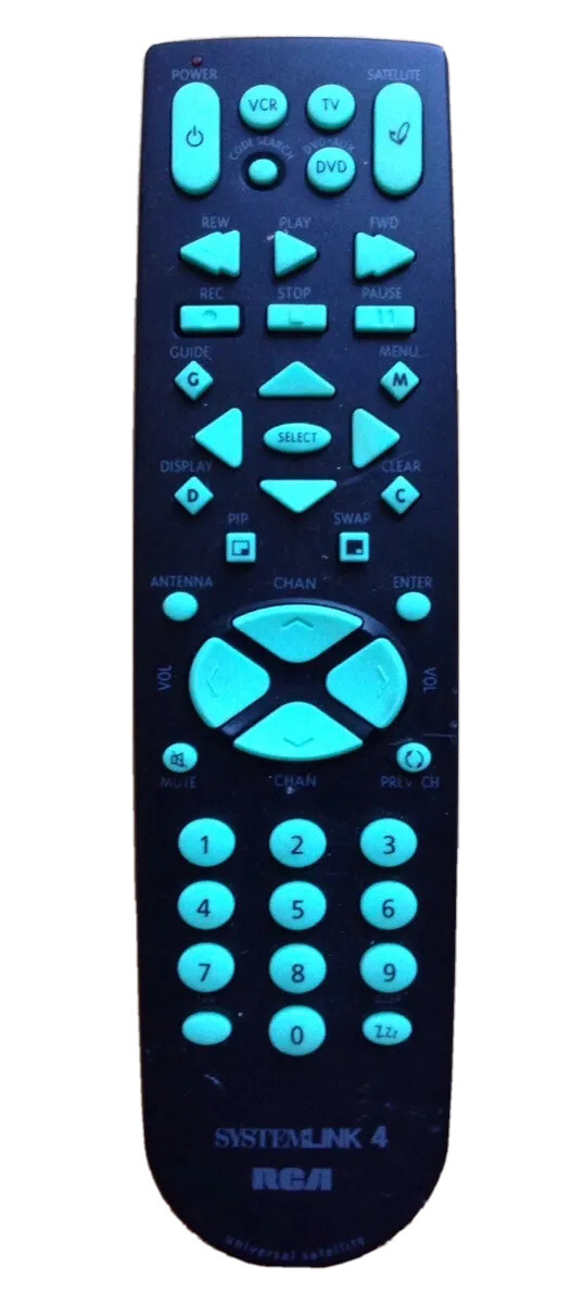 RCA SYSTEMLINK 4 TV VCR SATELLITE REMOTE CONTROL, GLOW IN THE DARK ...