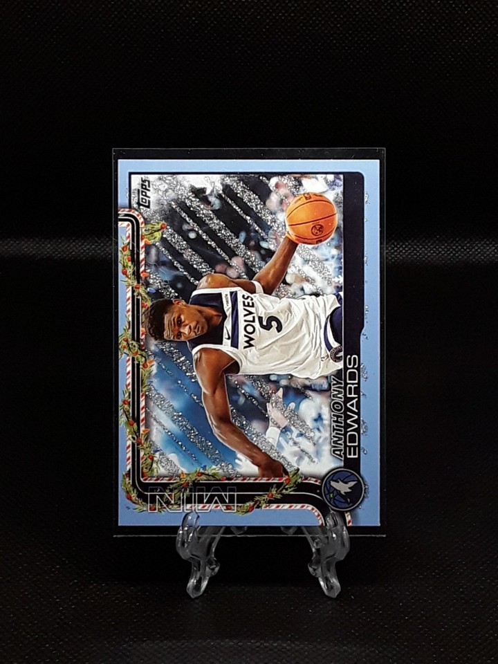 2025-26 Topps Holiday #H84 Anthony Edwards Light Blue Parallel ...