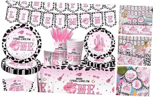 Western Cowgirl Birthday Party Decoration,142Pcs Pink Disco Cowgirl 1st ...