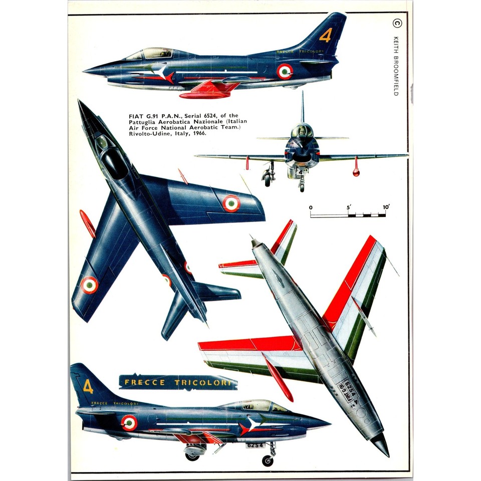 Fiat G91 PAN Serial 6524 Of Italian Air Force 1969 Warplane Print SV27 ...