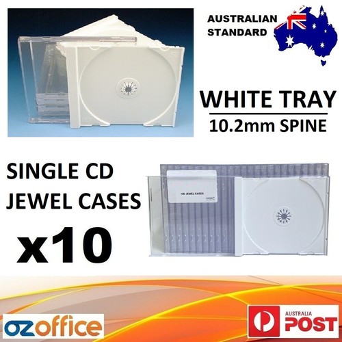 10 x Single Jewel CD Case WHITE Tray Single CD Cases CD Covers Standard ...