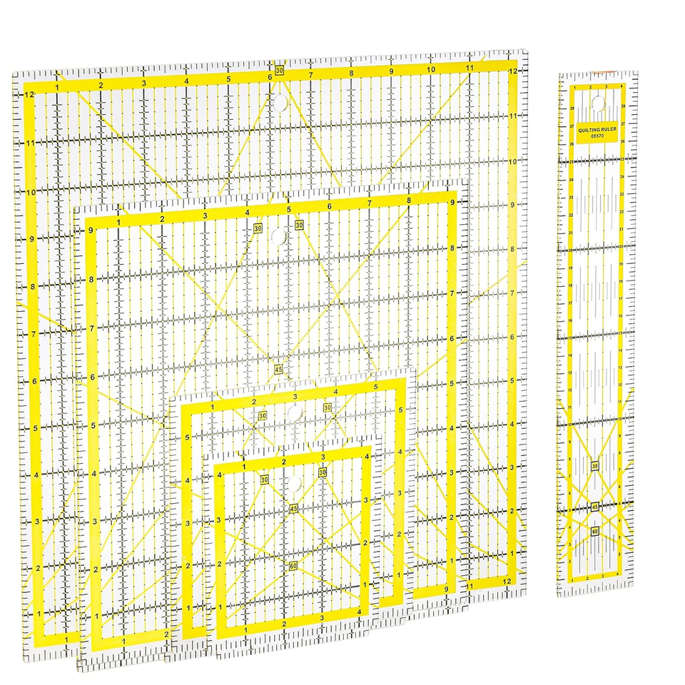 Set of 5 Acrylic Quilting Rulers, Square Fabric Cutting Ruler Acrylic ...