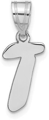 14K White Gold Polished Script Letter T Initial Pendant | eBay