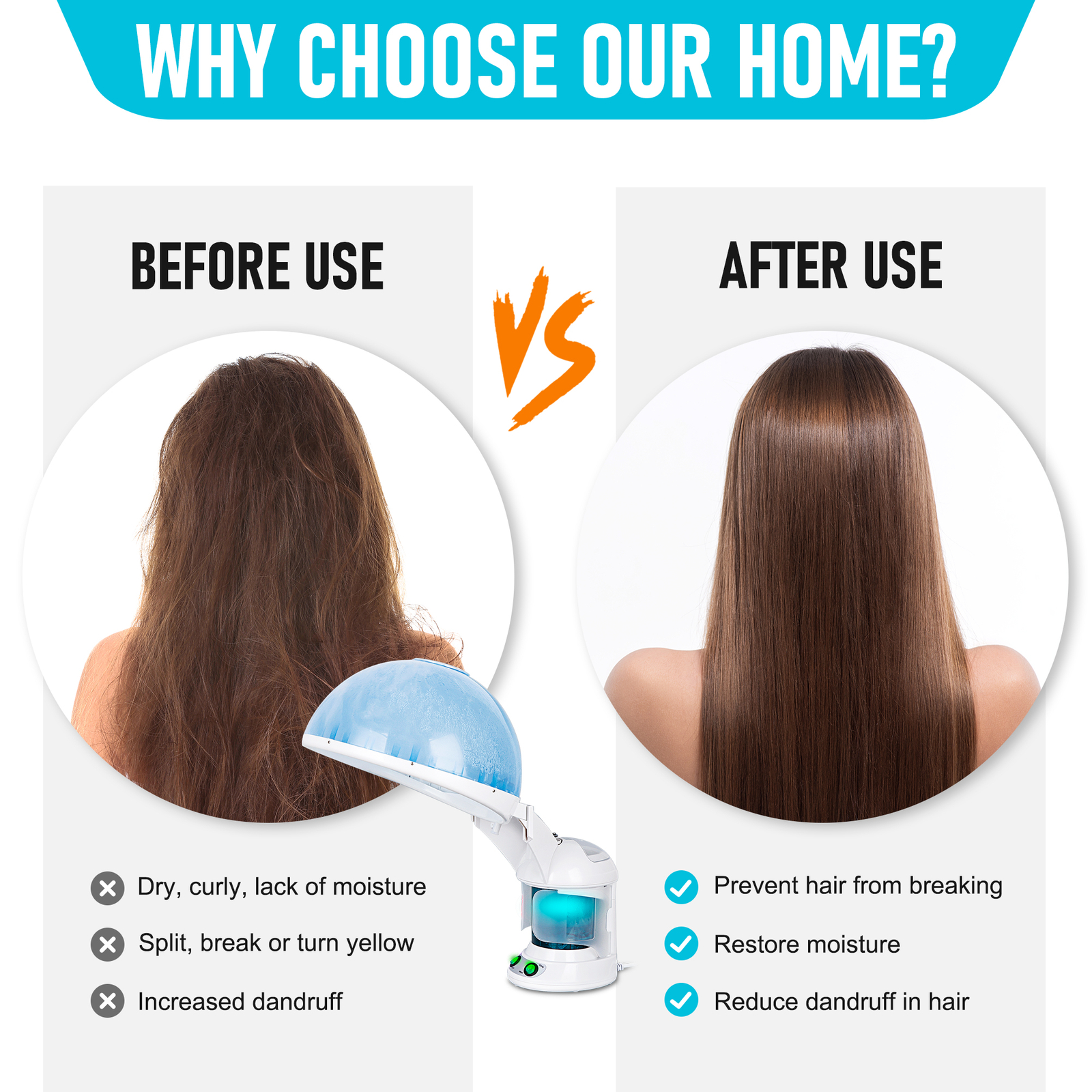 Ozone Blue Hair and Facial Steamer w/ Bonnet Hood Attachment, Hair ...