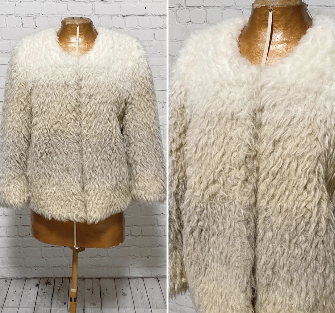 ANA Beige Faux Fur Fuzzy Shag Ombre Jacket M - Gem