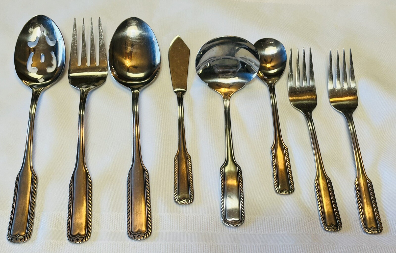 Rogers Company Stanley Roberts Stainless Salem Rope Edge Lot of 8 ...