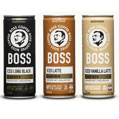 Boss Coffee Iced Vanilla Black & Latte 237ml No1 Canned Coffee in Japan ...