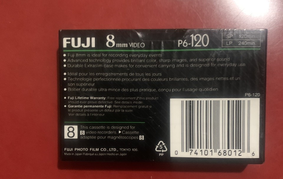 FUJIFILM 8mm VIDEO CASSETTE CAMERA TAPE P6-120 New SEALED | eBay