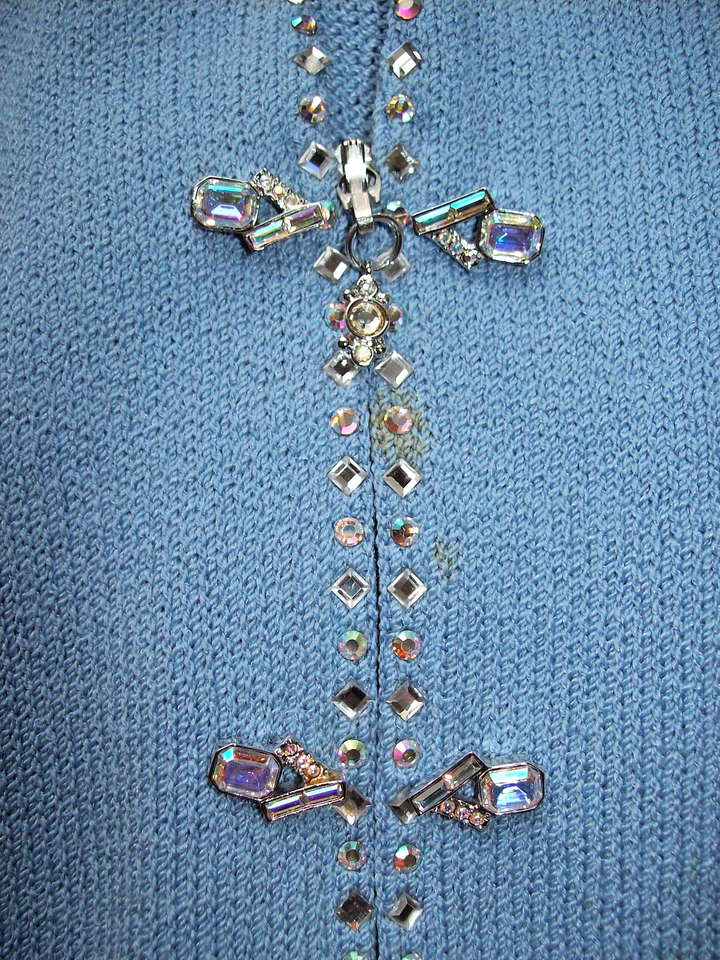 ST JOHN EVENING by Marie Gray Women's 2pc Rhinestone Blue Suit Pant 14 ...