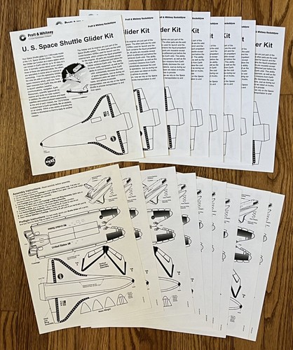 Lot Of 17! NASA Space Shuttle Glider Paper Cut-Out Kit Pratt Whitney ...
