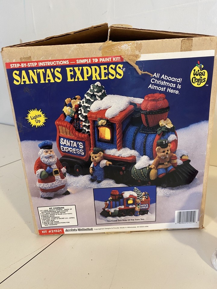 Vtg Wee Crafts Santa's Express Train Paint Kit Painted Light Christmas ...