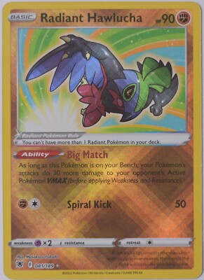 Pokémon Card TCG Radiant Hawlucha Astral Radiance 081/189 Holo Radiant ...