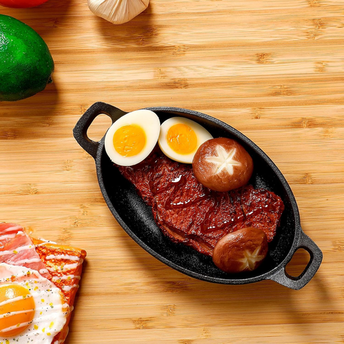 4 Pcs Oval Serving Dish Mini Cast Iron Skillet Cast Iron Baking Pan ...