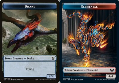 MTG Commander 2021 Double-Sided Token Drake Elemental PLAYSET 4x x4 | eBay