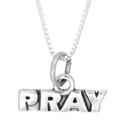 STERLING SILVER PRAY CHARM WITH BOX CHAIN NECKLACE | eBay