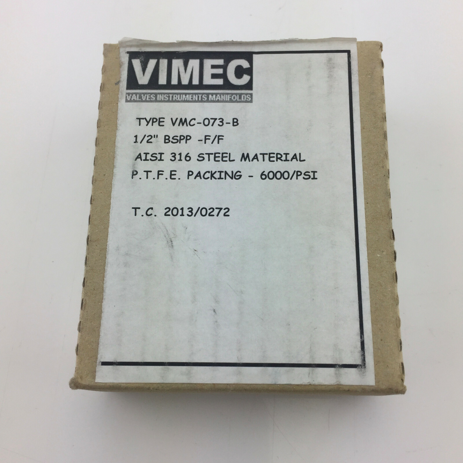 VIMEC VMC-073-B Isolation Valve 1/2"-BSPP-F/F 316 Stainless Steel PTFE ...