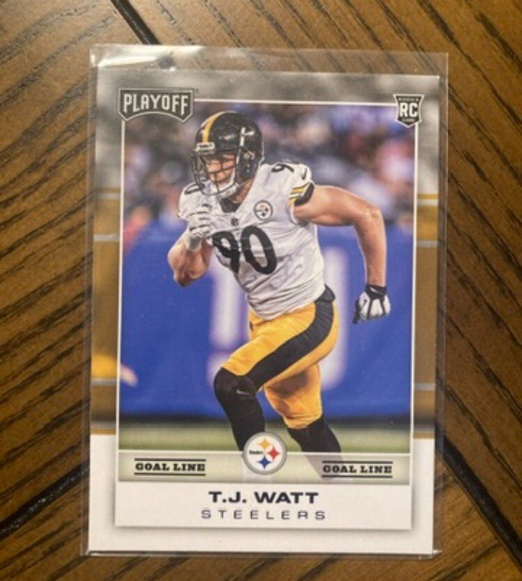 T.J. WATT ROOKIE CARD 2017 Playoff TJ Pittsburgh Steelers GOAL LINE ...