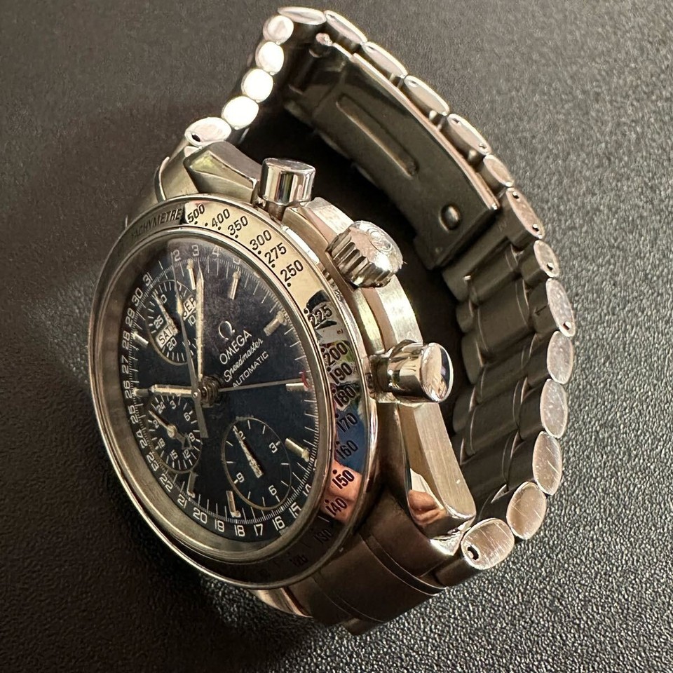 OMEGA Watch Blue Dial Speedmaster Triple Calendar Chronograph Stainless ...